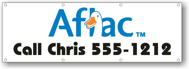 Aflac 28 x 6' Full Color Banner With Logo - $65.00 | NiceBadge™