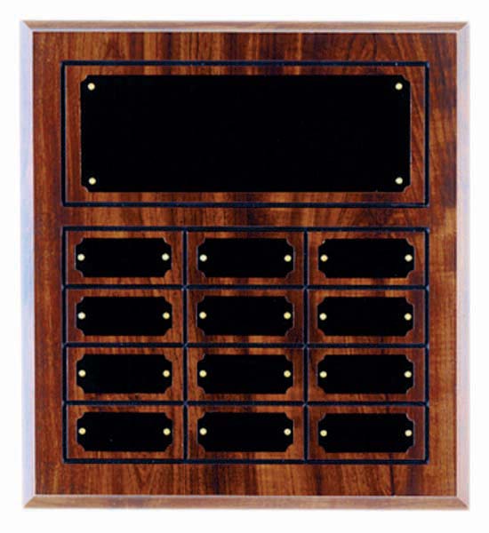 Cherry Finish 12 Plate Perpetual Plaque - $191.54 | NiceBadge™