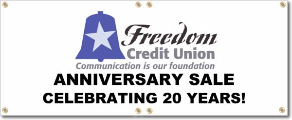 Freedom Credit Union Banner Logo Center - $99.00 | NiceBadge™