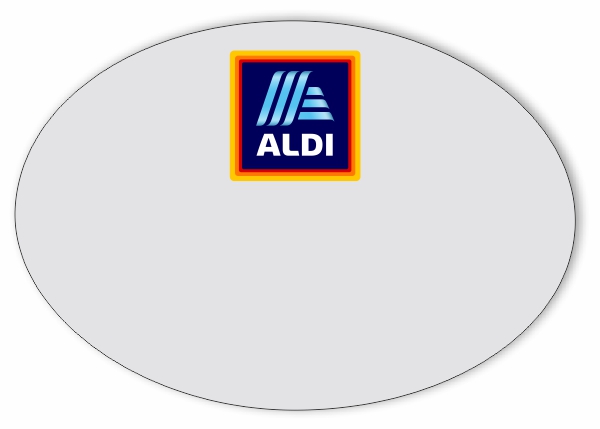 Aldi Silver Oval Badge - Logo Only - $2.50 | NiceBadge™