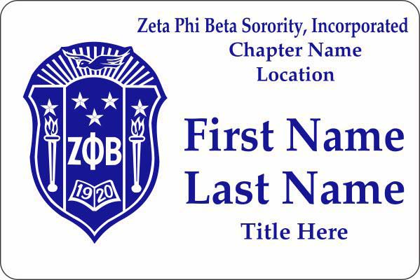 Zeta Phi Beta Sorority, Incorporated Shaped White badge - No Soror ...