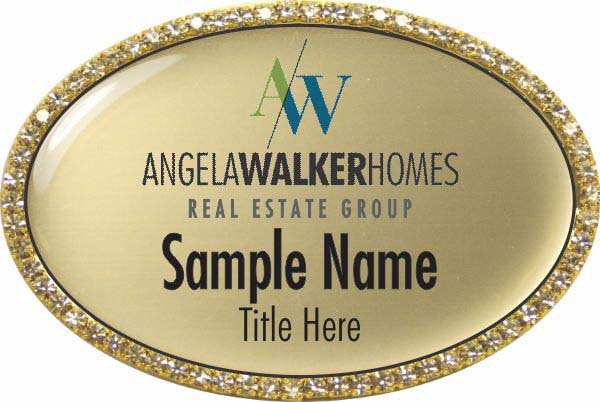 Angela Walker Homes Real Estate Group Gold Oval Bling Badge - $27.00 ...