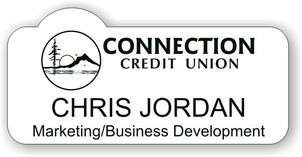 Connection Credit Union White Shaped Badge - $13.91 | NiceBadge™