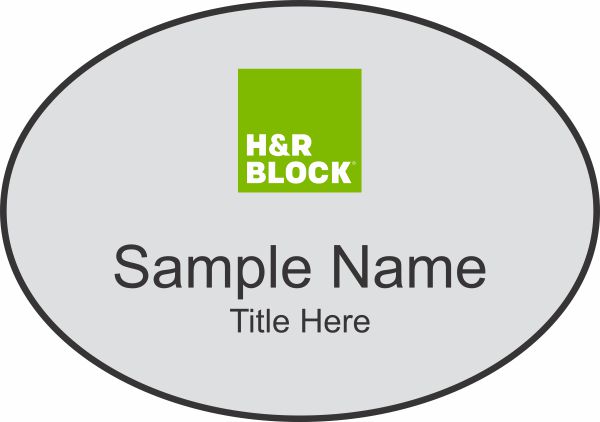 H&R Block - Color Logo Oval Silver Badge - $12.30 | NiceBadge™