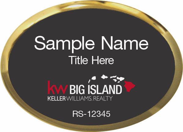 Keller Williams Big Island Logo B Oval Executive Gold Badge with Black ...