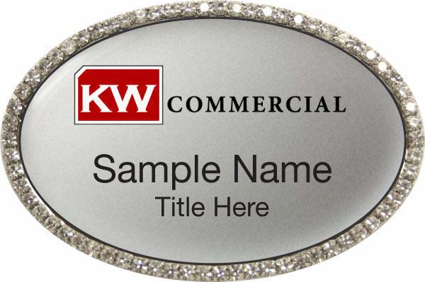 Keller Williams Commercial Silver Oval Bling Badge - $27.00 | NiceBadge™