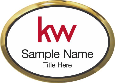 KW Logo Gold Oval Executive White Badge - $9.98 | NiceBadge™