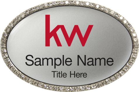 KW Logo Silver Oval Bling Silver Badge - $27.00 | NiceBadge™