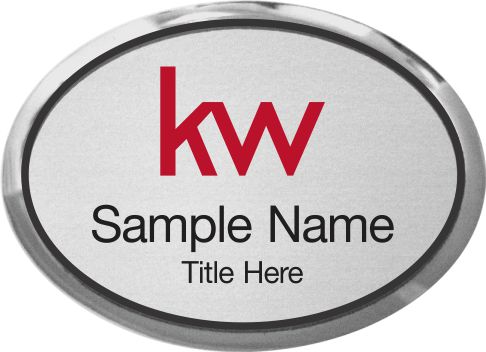 KW Logo Silver Oval Executive Silver Badge - $9.98 | NiceBadge™