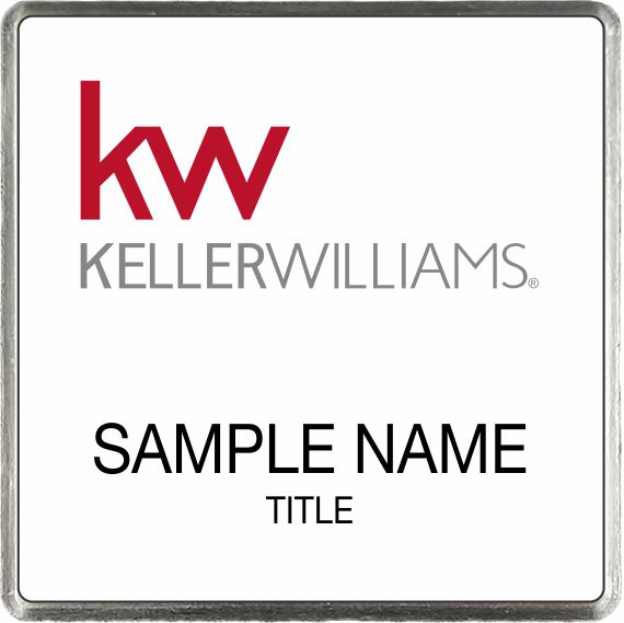 Keller Williams KW Silver Square Executive White Badge - $9.98 | NiceBadge™