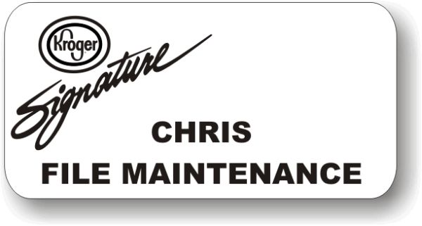 Kroger Signature White Badge - $6.00 | NiceBadge