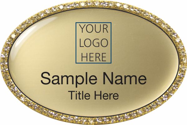 Custom Logo Gold Oval Bling Gold Badge - $60.00 | NiceBadge™