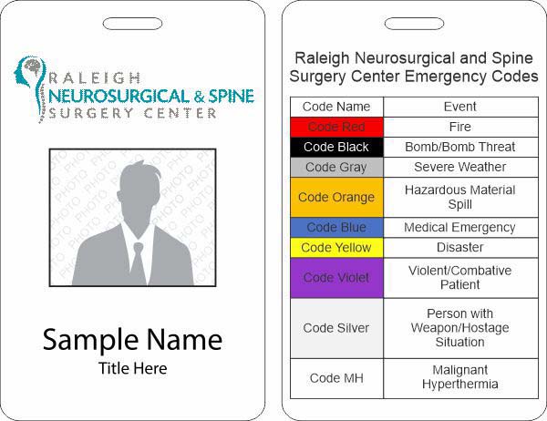Raleigh Neurosurgical and Spine Surgery ID Vertical Double Sided badge ...