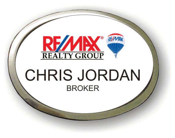 Remax Executive Oval White Silver Framed Badge - $11.31 | NiceBadge™