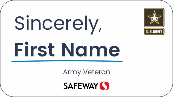 Safeway Sincerely Veteran White Name Badge - $1.71 | NiceBadge™