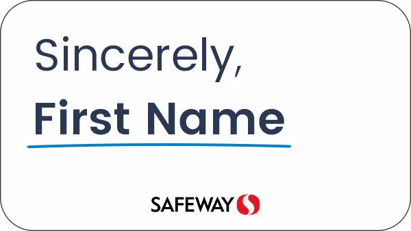 Safeway Sincerely White Name Badge - $1.71 | NiceBadge™