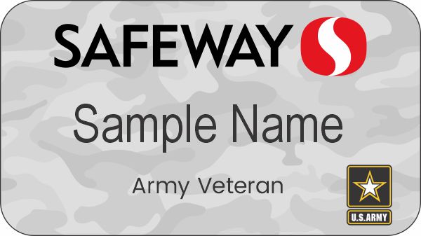 Safeway Southwest Veterans Camo Name Badge - $1.71 | NiceBadge™