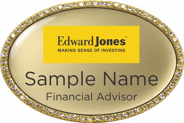 Edward Jones Oval Bling Gold badge - $27.00 | NiceBadge™