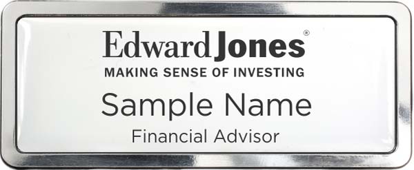 Edward Jones Prestige Polished badge, White Insert - $32.00 | NiceBadge™