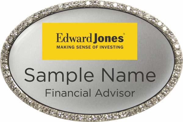 Edward Jones Oval Bling Silver badge - $27.00 | NiceBadge™
