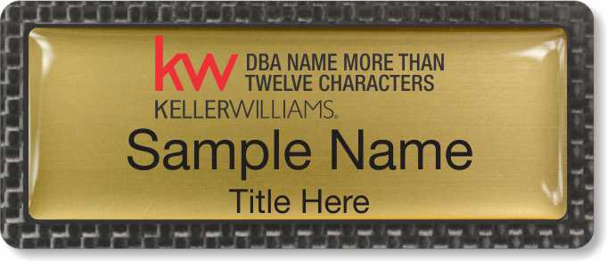 Keller Williams Realty Logo 5 Carbon Frame Gold Badge - $50.00 | NiceBadge™