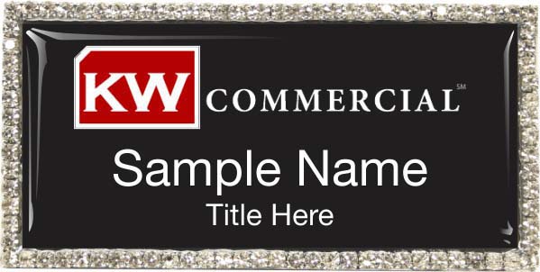 Keller Williams Commercial Silver Bling Black Badge - $27.00 | NiceBadge™