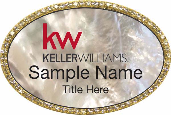 Keller Williams KW Gold Oval Beyond Bling White Pearl Badge - $170.37 ...