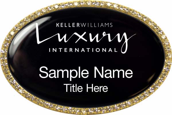 Keller Williams Luxury International Gold Oval Bling Black Badge - $27. ...