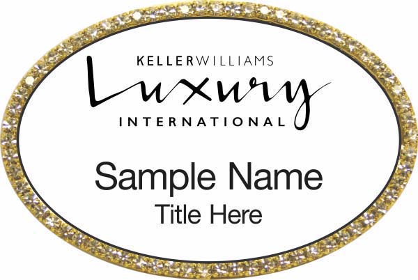 Keller Williams Luxury International Gold Oval Bling White Badge - $27. ...