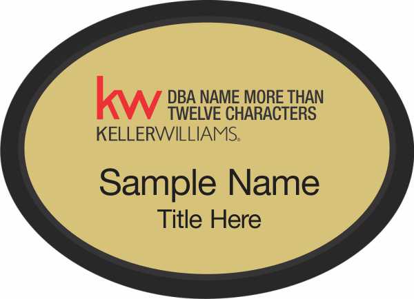 Keller Williams Realty Logo 5 Black Oval Executive Gold Badge - $9.08 ...