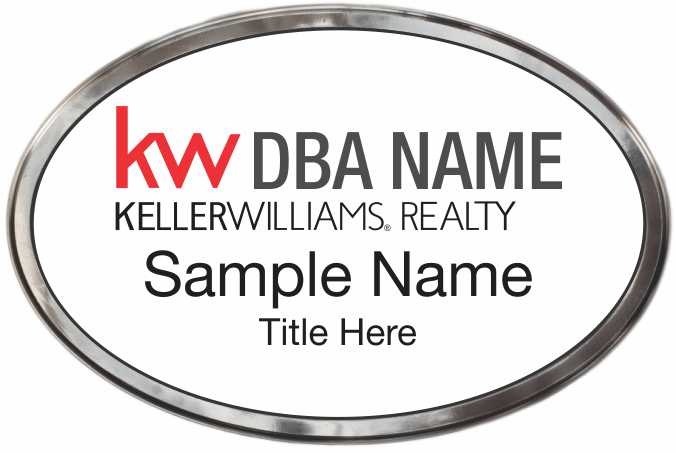 Keller Williams Realty Logo 3 Silver Oval Polished Prestige White Badge ...