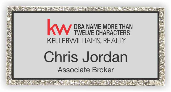 Keller Williams Realty Logo 4 Silver Bling Badge - $27.00 | NiceBadge™