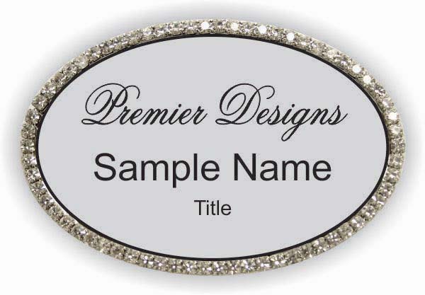 Premier Designs Oval Bling Silver badge - $24.00 | NiceBadge™
