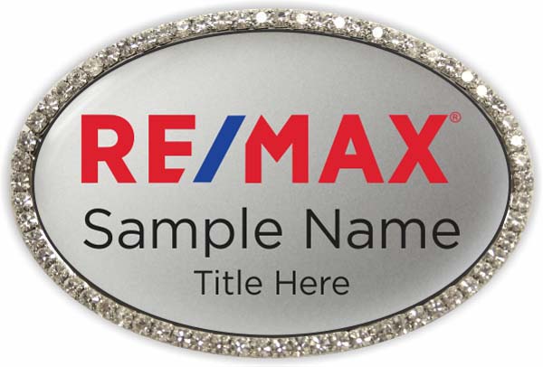 Remax Oval Bling Silver Badge - $27.00 | NiceBadge™