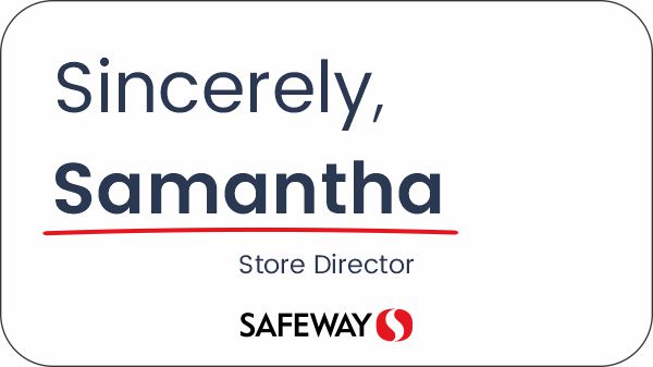 Safeway Sincerely White Name Badge - $1.71 | NiceBadge™