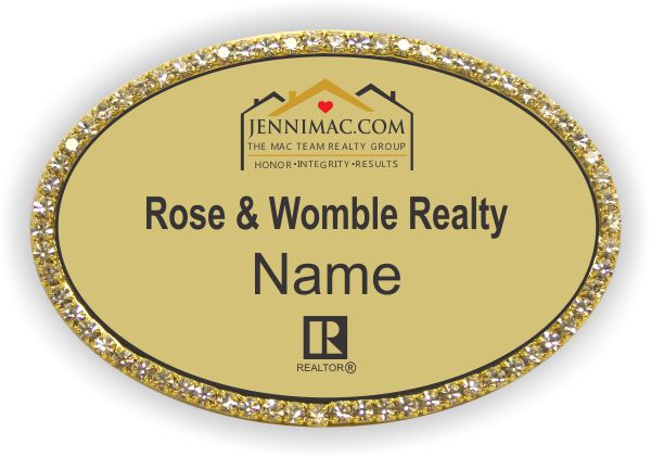 Rose & Womble Realty Bling Oval Gold Badge - $27.00 | NiceBadge™
