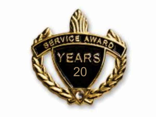 Service Award Black/Gold Lapel Pin - 20 Year - $4.50 | NiceBadge™