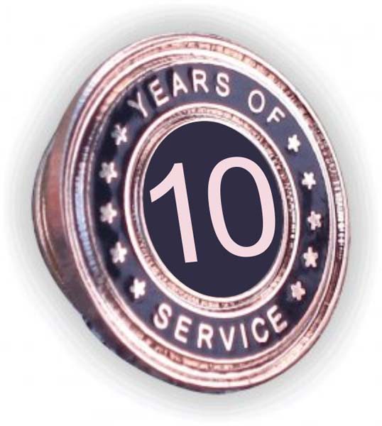 Years of Service Lapel Pin - 10 Year - $4.75 | NiceBadge™