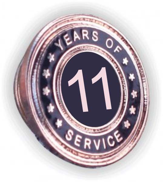 Years of Service Lapel Pin - 11 Year - $4.75 | NiceBadge™